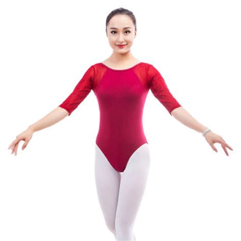 Adult Lace Cotton Ballet Leotard Sexy Backless Women Dance Wear Wine