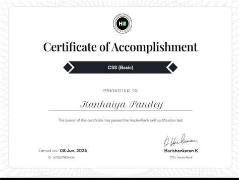 Css Webdevelopment Frontend Hackerrank Keeplearning Kanhaiya Pandey