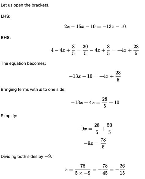 Linear Equations In One Variable Class 8 Worksheet Maths Chapter 2