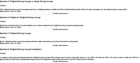 Solved Question 5 Weighted Moving Average Vs Simple Moving