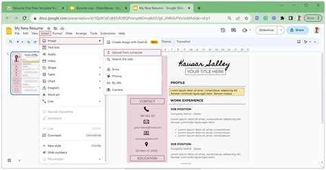 How To Create A Resume Using Google Slides