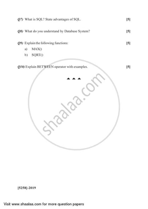 Relational Database Management System 2017 2018 Bachelor Of Commerce