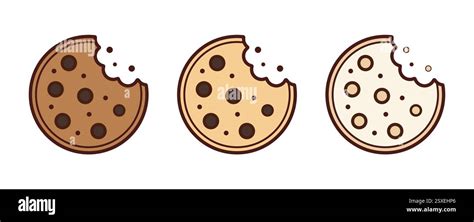 Cookie Vector Icon Set Biscuit And Snack Vector Flat Color On White Background Bakery Food