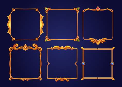 Vintage Square Golden Frames For Rpg Game 13224379 Vector Art At Vecteezy