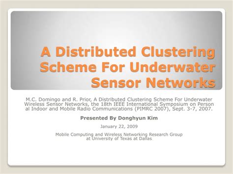 Ppt A Distributed Clustering Scheme For Underwater Sensor Networks