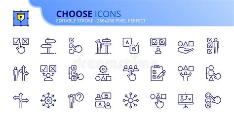 Simple Set Of Outline Icons About Choose Stock Vector Illustration Of Checklist Assortment