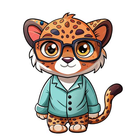 Cute Leopard Cub Sticker With Pyjamas Tshirt Logo Vector Design Cute Leopard Cub Sticker With Pyjamas Tshirt Logo Vector Design
