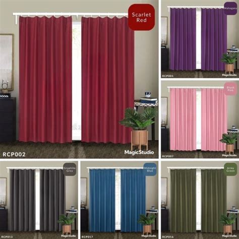 Langsir Tingkap Murah Curtain Semi Blackout Kain Langsir Pintu Door Curtains Blinds Plain Colour