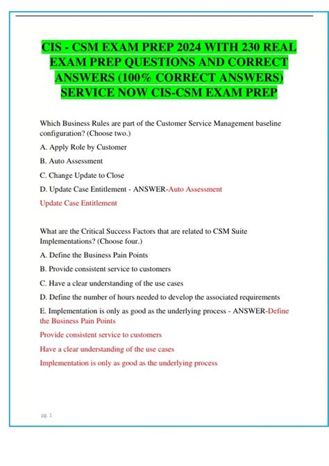 CIS CSM EXAM PREP 2024 WITH 230 REAL EXAM PREP QUESTIONS AND CORRECT ANSWERS 100 CORRECT