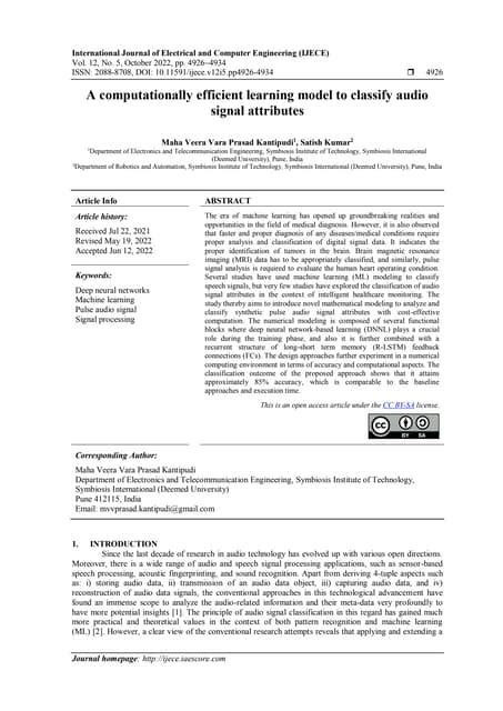 a computationally efficient learning model to classify audio signal