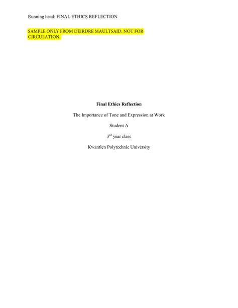 Final Ethics Reflection Student Sample A