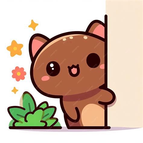 Premium Vector Funny Pussy Kitty Cat Character In Kawaii Cartoon Style