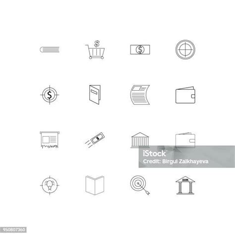 은행 금융 및 돈을 간단한 선형 아이콘 설정 합니다 개요 벡터 아이콘 디자인에 대한 스톡 벡터 아트 및 기타 이미지 디자인 벡터 상징 Istock