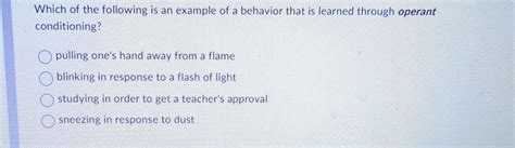 Solved Which of the following is an example of a behavior | Chegg.com