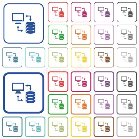 syncronize data with database outlined flat color icons stock