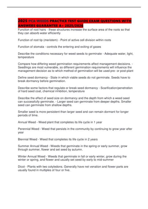 2025 Pca Weeds Practice Test Guide Exam Questions With Answers Guarantee A 2025 2026 Pca