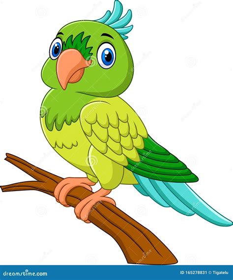 Loro De Caricatura En Rama De árbol Ilustración Del Vector