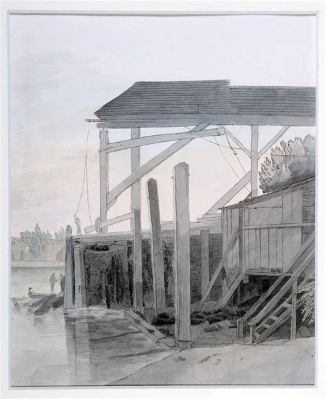 A Wharf By Francis Towne Premium Art Reproduction