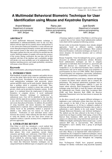 pdf a multimodal behavioral biometric technique for user