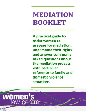 Fillable Online Wlcwa Org MEDIATION BOOKLET A Practical Guide To Assist Women To Prepare For
