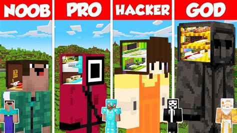 Squid Game Head Base Build Battle Challenge Noob Vs Pro Vs Hacker Vs God Minecraft Animation