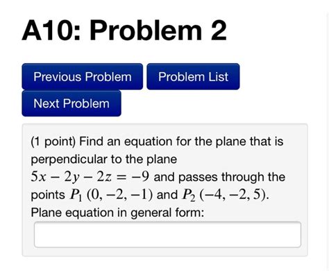 Solved A10 Problem 2 Previous Problem Problem List Next