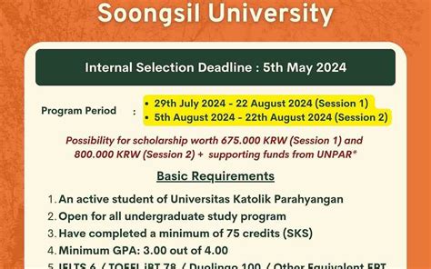 soongsil university summer school universitas katolik parahyangan