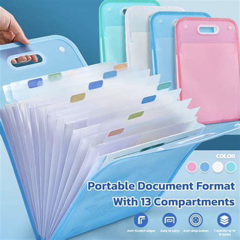 Folder File Organizer With Handle Expanding File Folder 13 Layer Test Paper Folder Waterproof