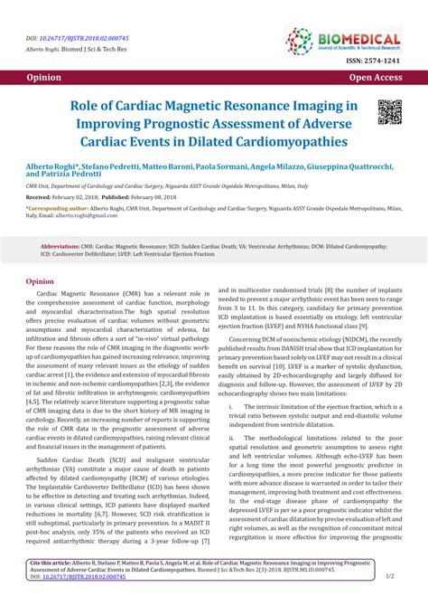Pdf Role Of Cardiac Magnetic Resonance Imaging In Improving