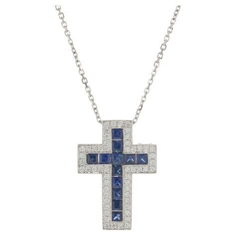 14 Karat White Gold And Diamond Cross Pendant Necklace For Sale At 1stdibs
