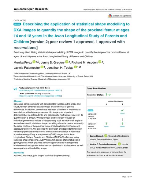 Pdf Describing The Application Of Statistical Shape Modelling To Dxa