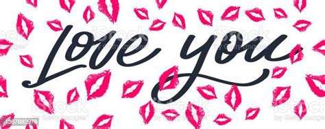 빨간색 그라데이션 배경에 텍스트 손으로 글자 타이포그래피 포스터를 사랑해요 벡터 그림입니다 낭만적 인 견적 엽서 카드 초대 배너 템플릿 격언에 대한 스톡 벡터 아트 및 기타