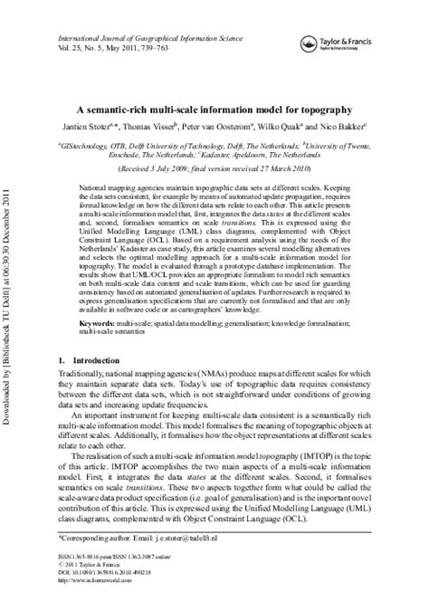 Pdf A Semantic Rich Multi Scale Information Model For Topography
