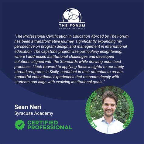 Elevating Global Education Sean Neri Achieves Professional Certification In Education Abroad