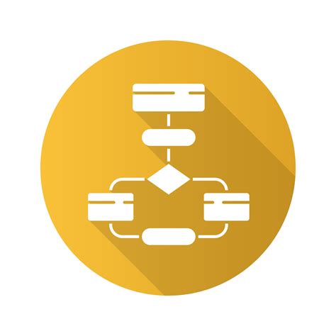 Flow Diagram Flat Design Long Shadow Glyph Icon Flowchart Elements Structure And Interaction