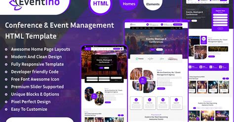 Eventino Event Meetup Conference Html Template Site Templates Ft Conference And Event