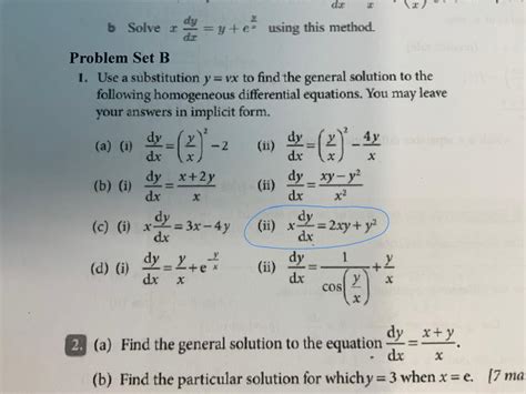 Solved B Solve Xdxdy Y Exy Using This Method Problem Set B Chegg Com