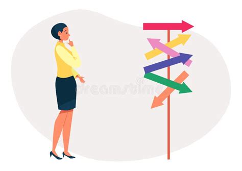 Businesswoman Think And Choice Different Direction Way Female