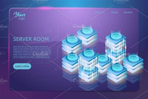Data Center Isometric Vector Illustration Concept Of Web Hosting Server Room Rack Pre