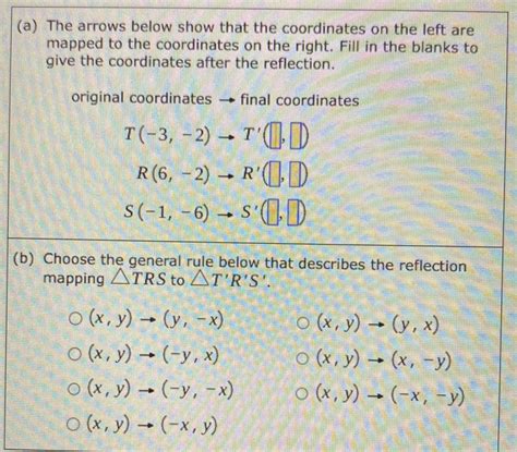 Solved The Arrows Below Show That The Coordinates On The Left Are