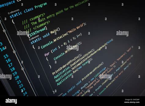 C Hello World Code On Screen Stock Photo Alamy