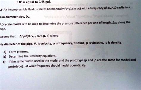1 Ft3 Is Equal To 748 Gal 2 An Incompressible Fluid Oscillates