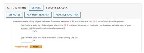 Solved A Certain Freely Falling Object Released From Rest Chegg