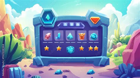 Game Interface Popup Menu Win And Lose Windows Cartoon User Ui Panel With Options Buttons