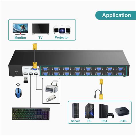 16 Port Kvm Switches Vga Cables Upgraded 2in1 Mt Viki 1u Rackmount Kvm Switcher Console