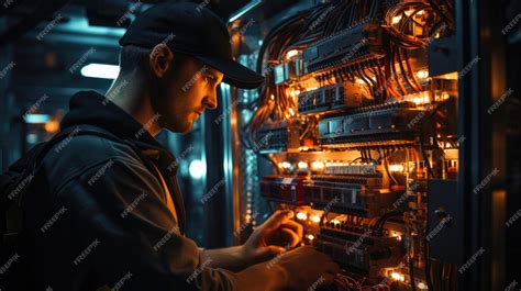 Premium Ai Image Electrical Engineer Work Checking At Electrical