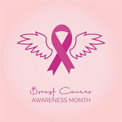 Breast Cancer Awareness Month Logo With Pink Ribbon And Wings 29117033