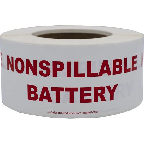 Nonspillable Battery Labels 25 X 6
