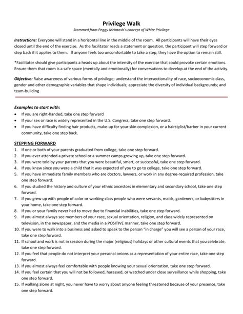 Privilege Walk Understanding Intersectionality And Awareness