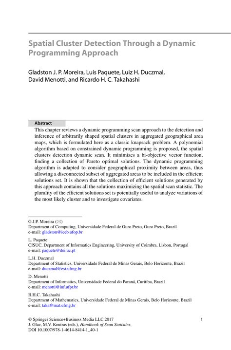 PDF Spatial Cluster Detection Through A Dynamic Programming Approach